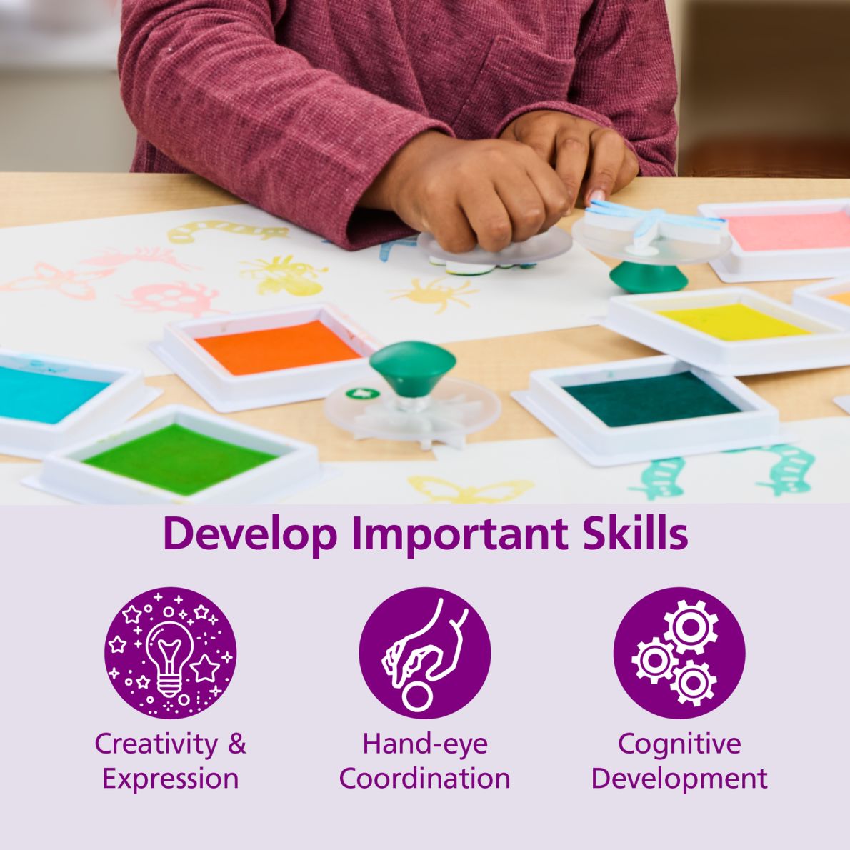 Colorations® Easy-Grip Stampers, Bug Story - Set of 12