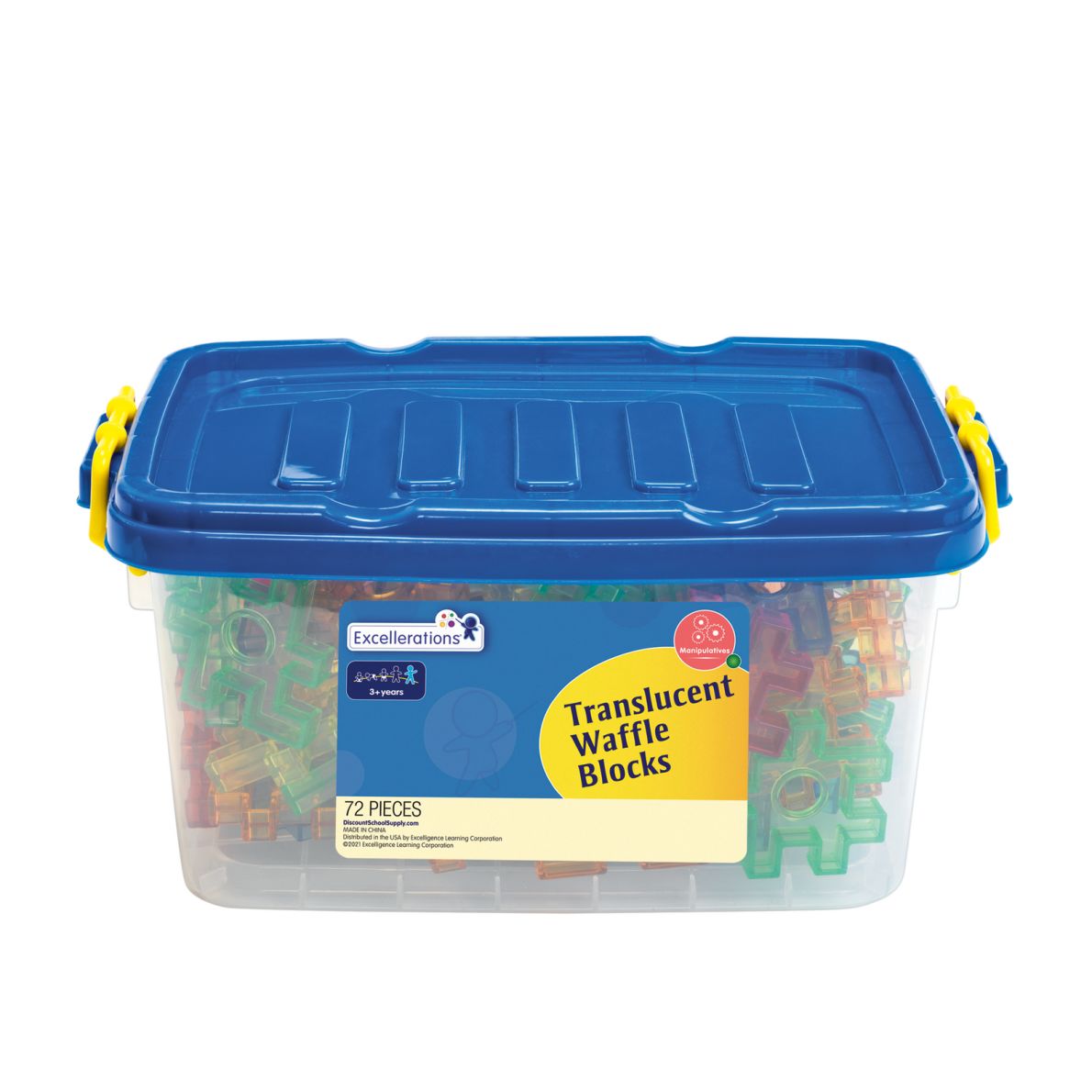 Excellerations® Translucent Waffle Blocks – 72 Pieces