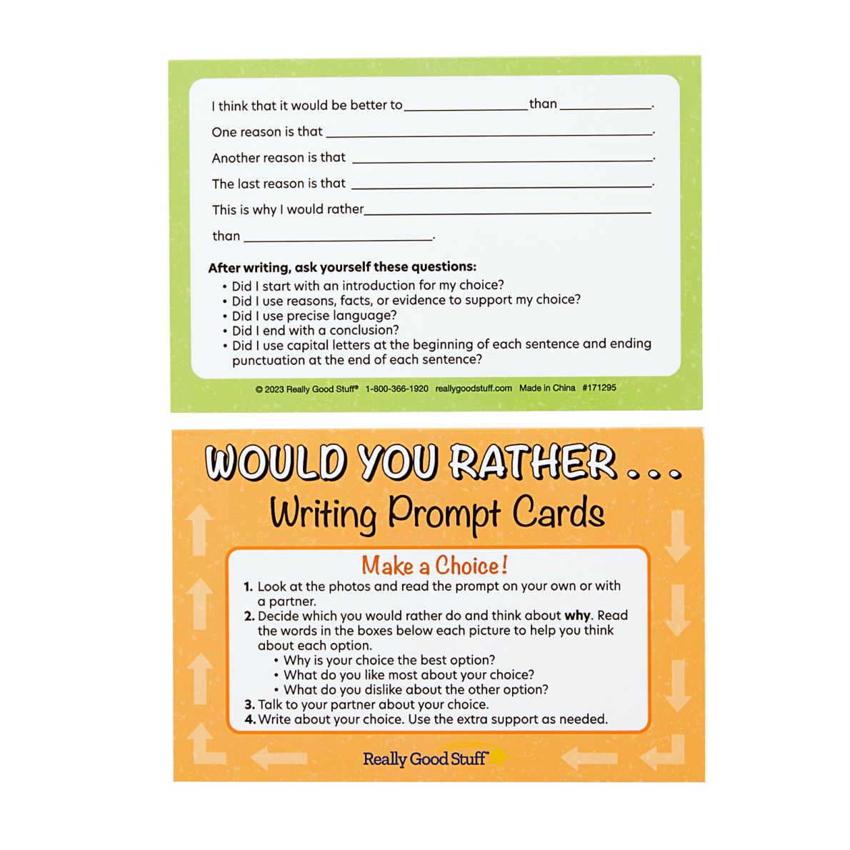 Really Good Stuff® Would You Rather Prompt Cards