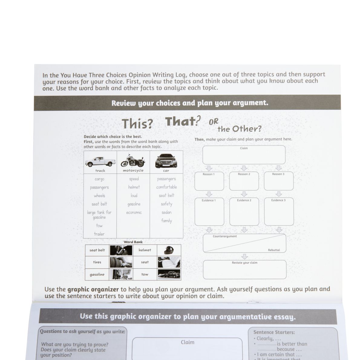 Really Good Stuff® You Have Three Choices Opinion Writing Log - Set of 12