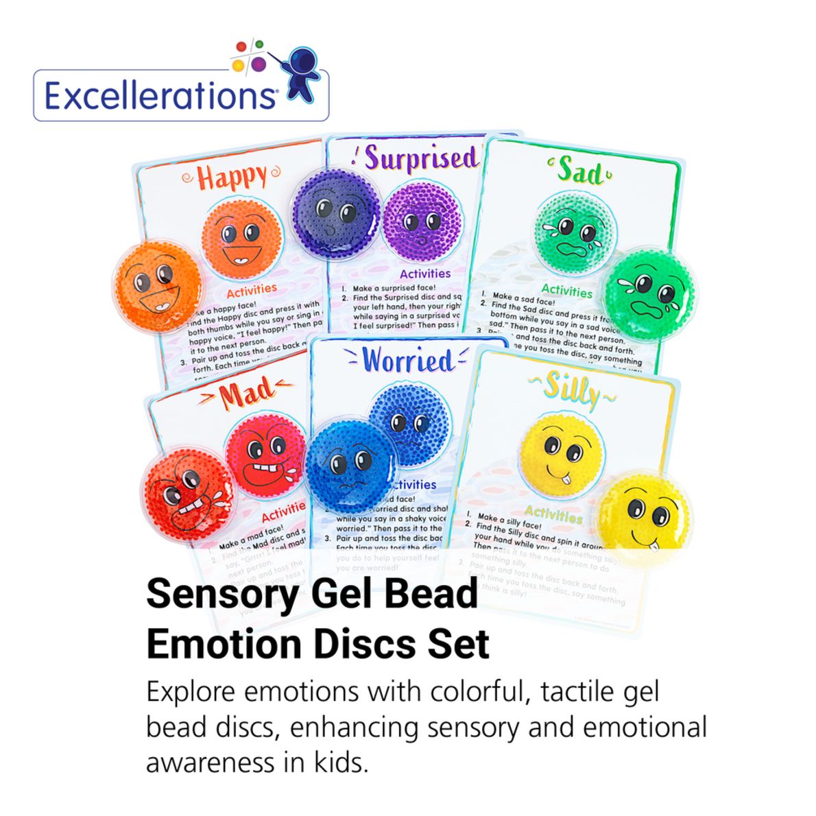 Excellerations® Sensory Gel Bead Emotions Discs Activity