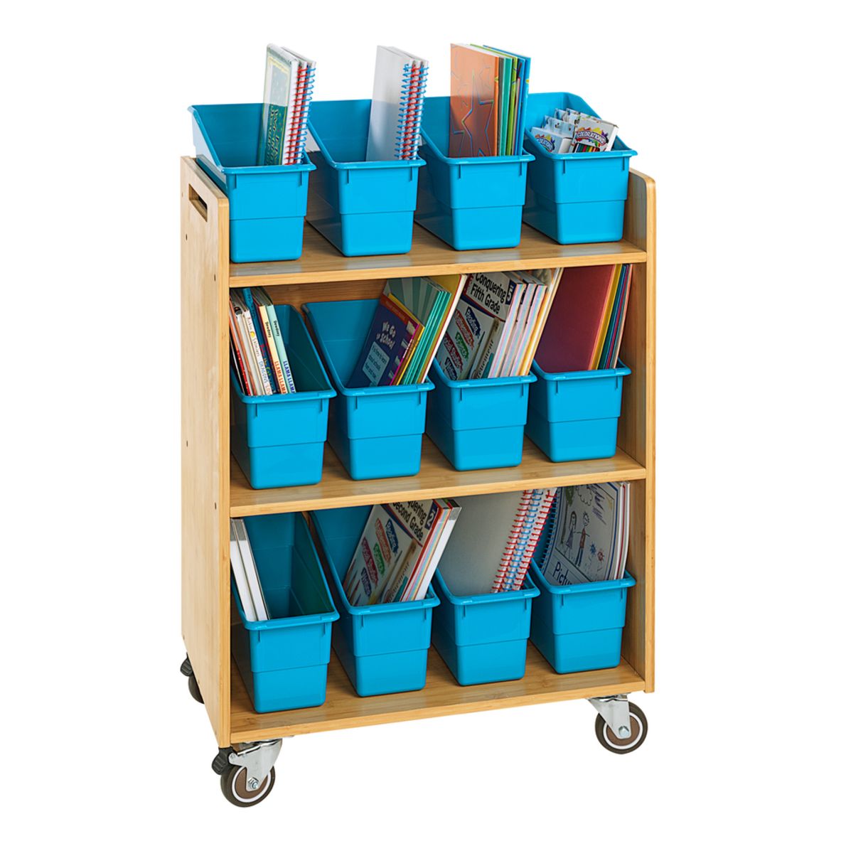 Really Good Stuff® Three Tier Shelf Storage with Blue Neon Durable Book ...