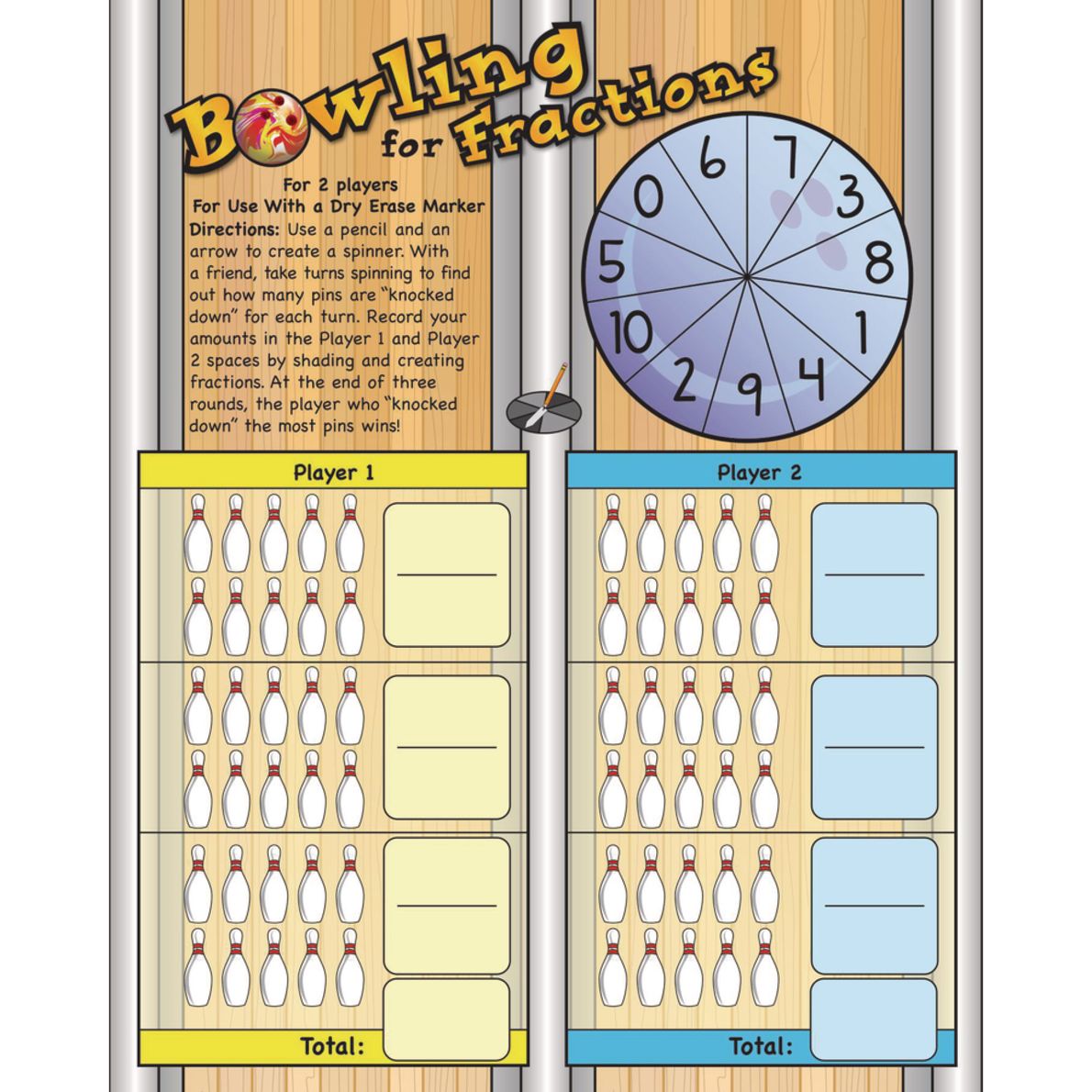Place Value and Fractions Fun Dry-Erase Practice Mat - 1 Mat