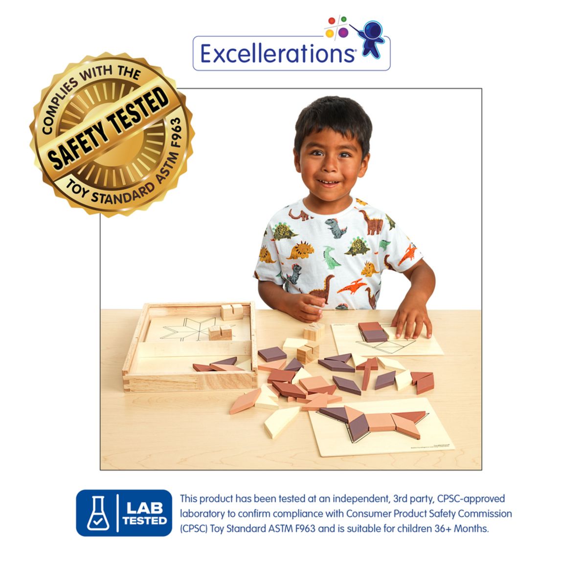 Excellerations® Wooden Pattern Blocks - 44 Pieces