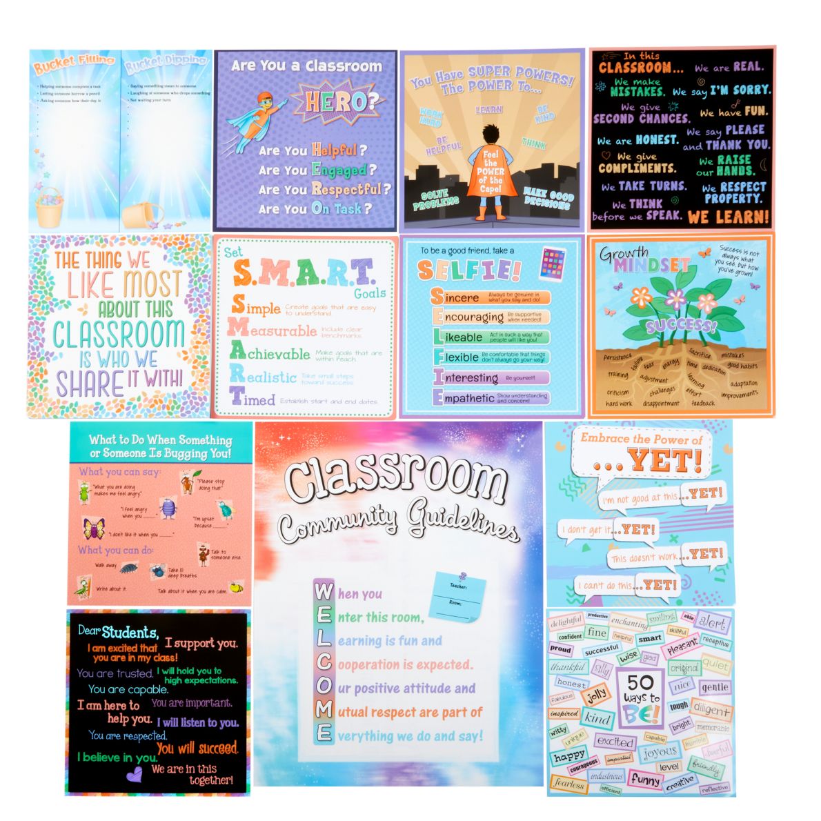 Really Good Stuff® Classroom Community Guidelines 12-in-1 Poster Set