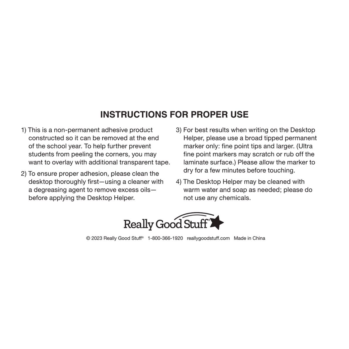 Really Good Stuff® Cool and Calm Self-Adhesive Vinyl Desktop Helpers ...