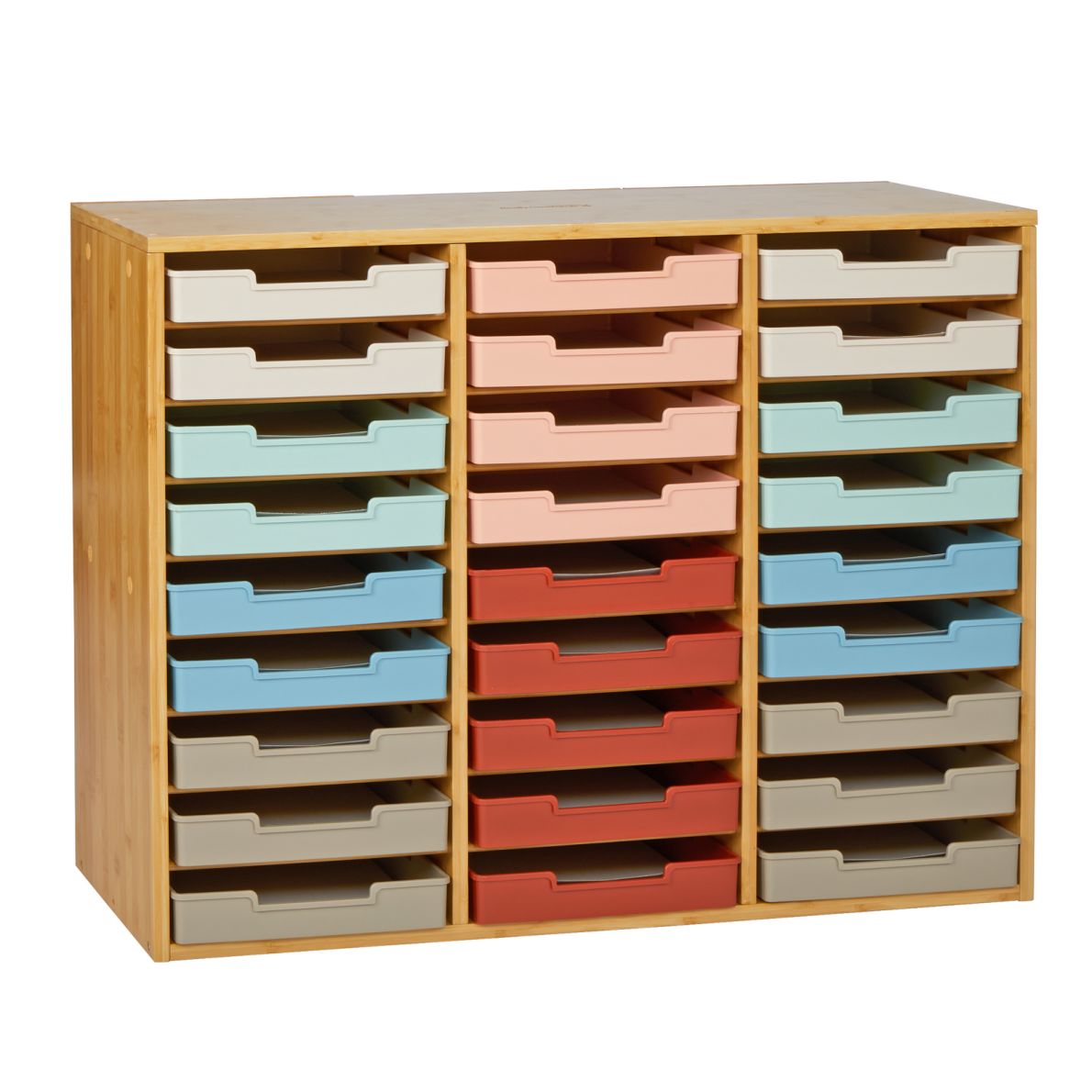 Really Good Stuff® Bamboo 27-Slot Mail Center With Boho Trays