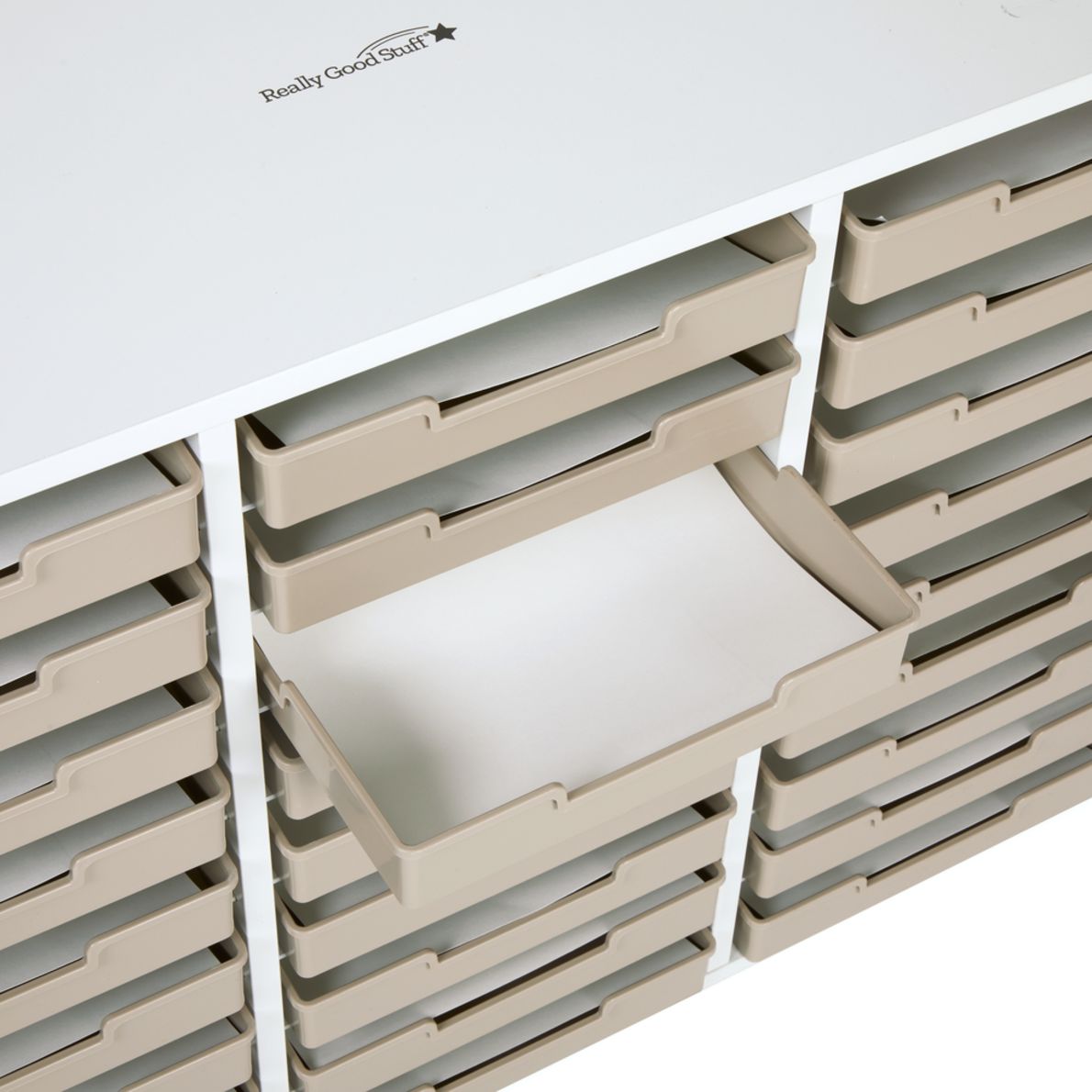 Really Good Stuff® White 27-Slot Mail Center With Tan Trays