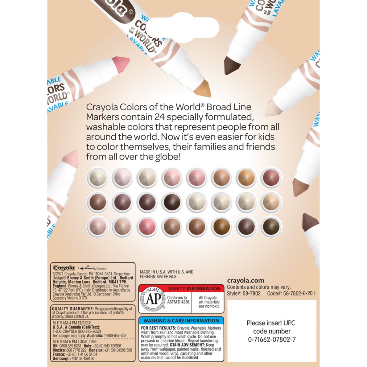 Crayola® Colors of the World Washable Markers - 24 Packs