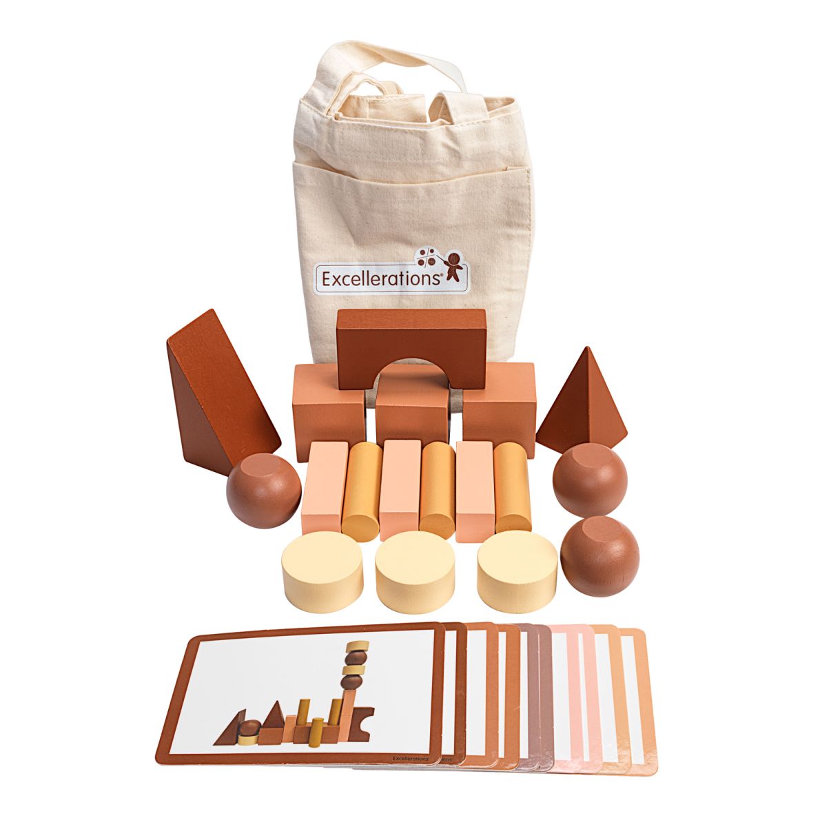 Excellerations® Engineered Blocks - 22 Pieces in Natural Colors
