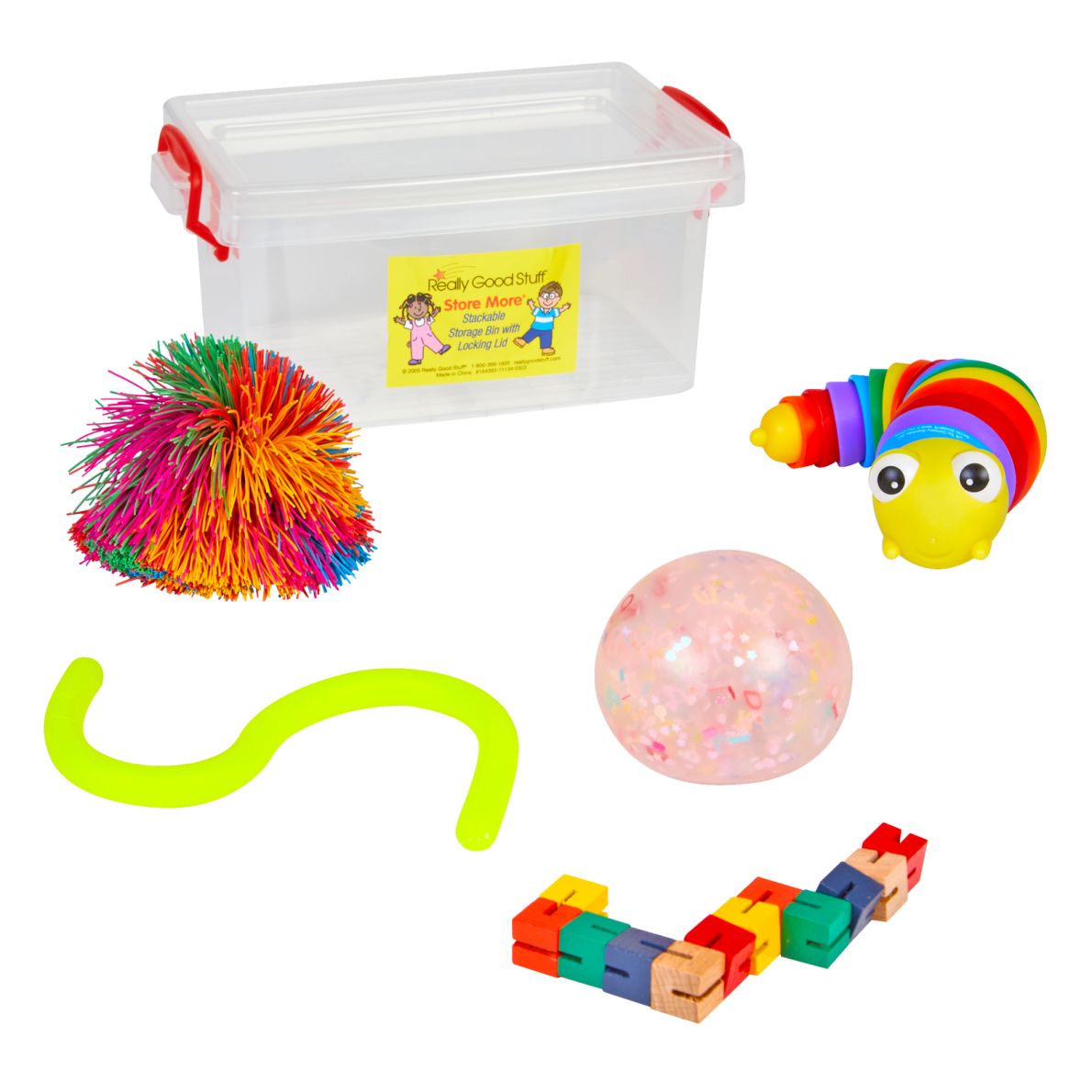 Calm Down Tool Set: 5 tools and storage bin