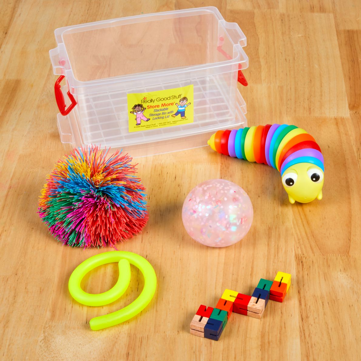 Calm Down Tool Set: 5 tools and storage bin