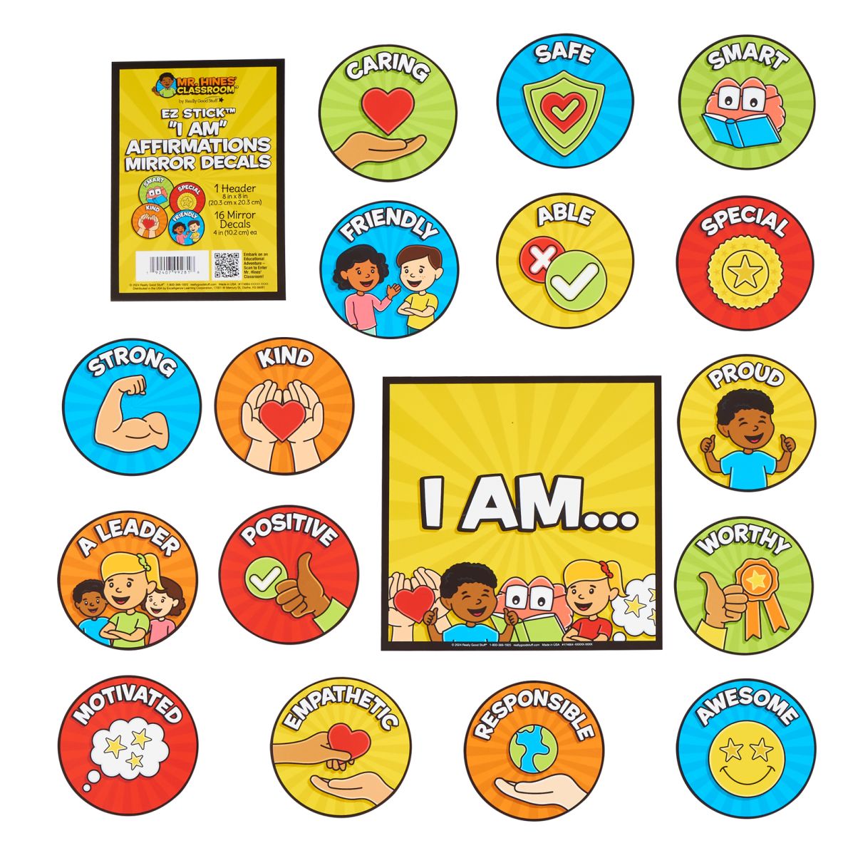Really Good Stuff® EZ Stick™ "I Am" Affirmations Mirror Decals