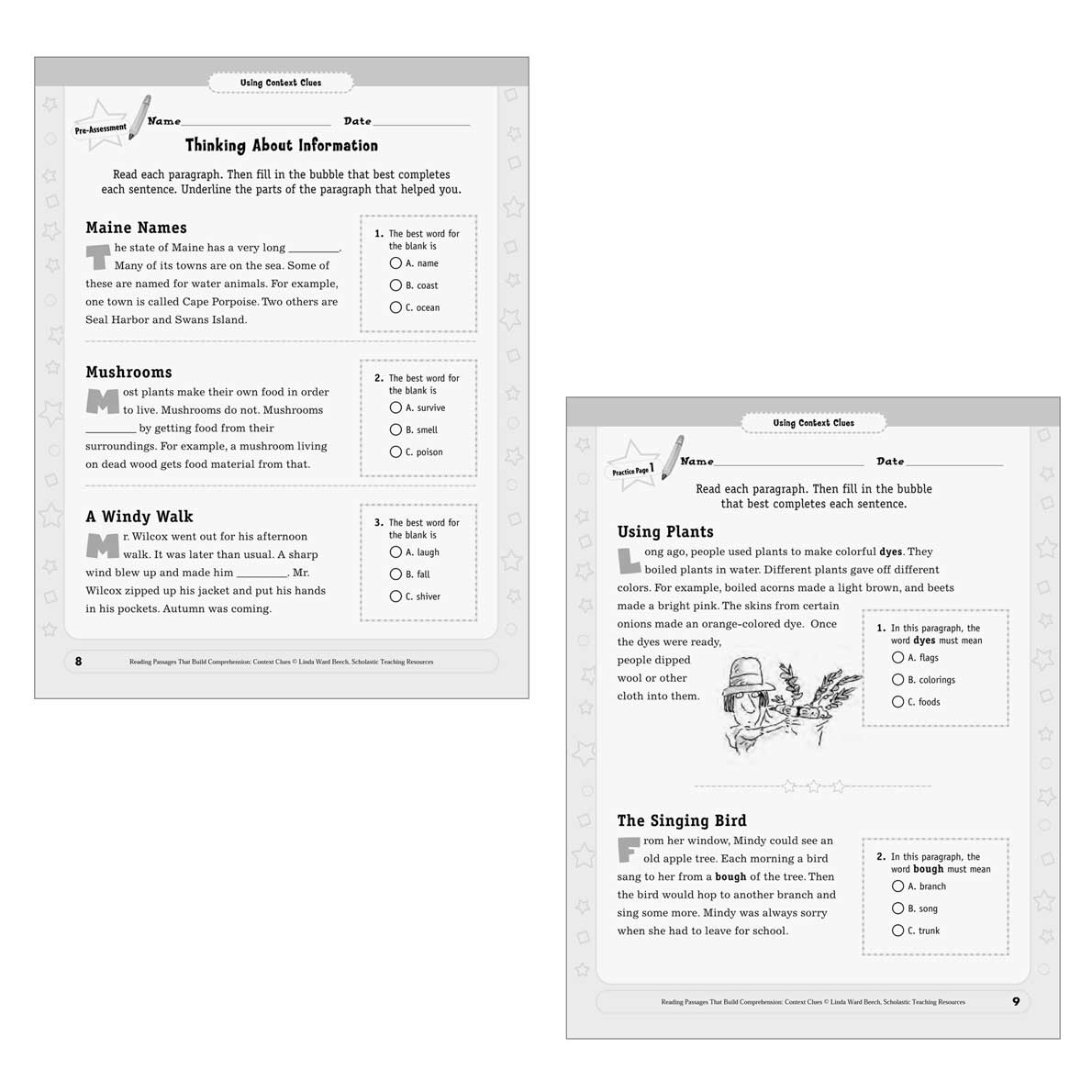 Reading Passages Context Clues Book - Grades 2-3