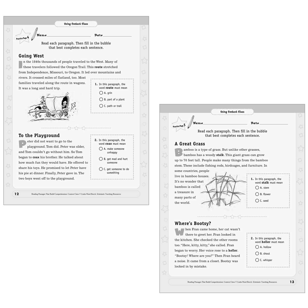 Reading Passages Context Clues Book - Grades 2-3
