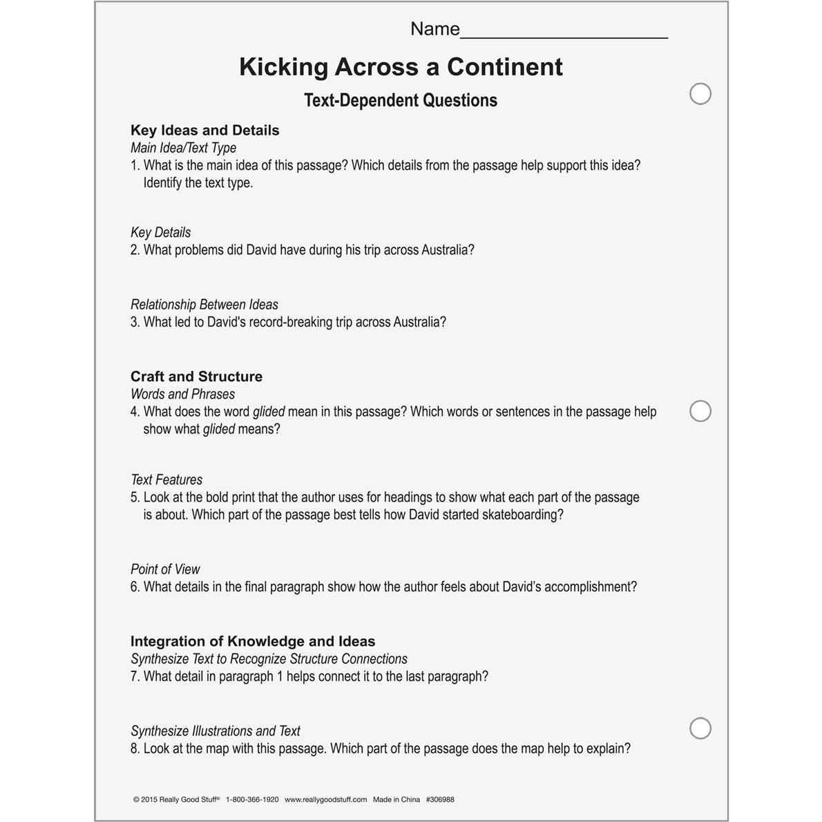 No Prep Close Reading Guided Passages - Grade 5