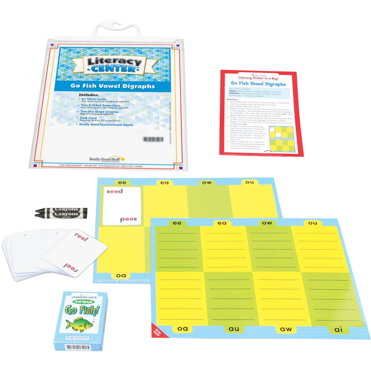 Go Fish Vowel Digraphs Literacy Center - Use for Grades 2-3 - 1 ...