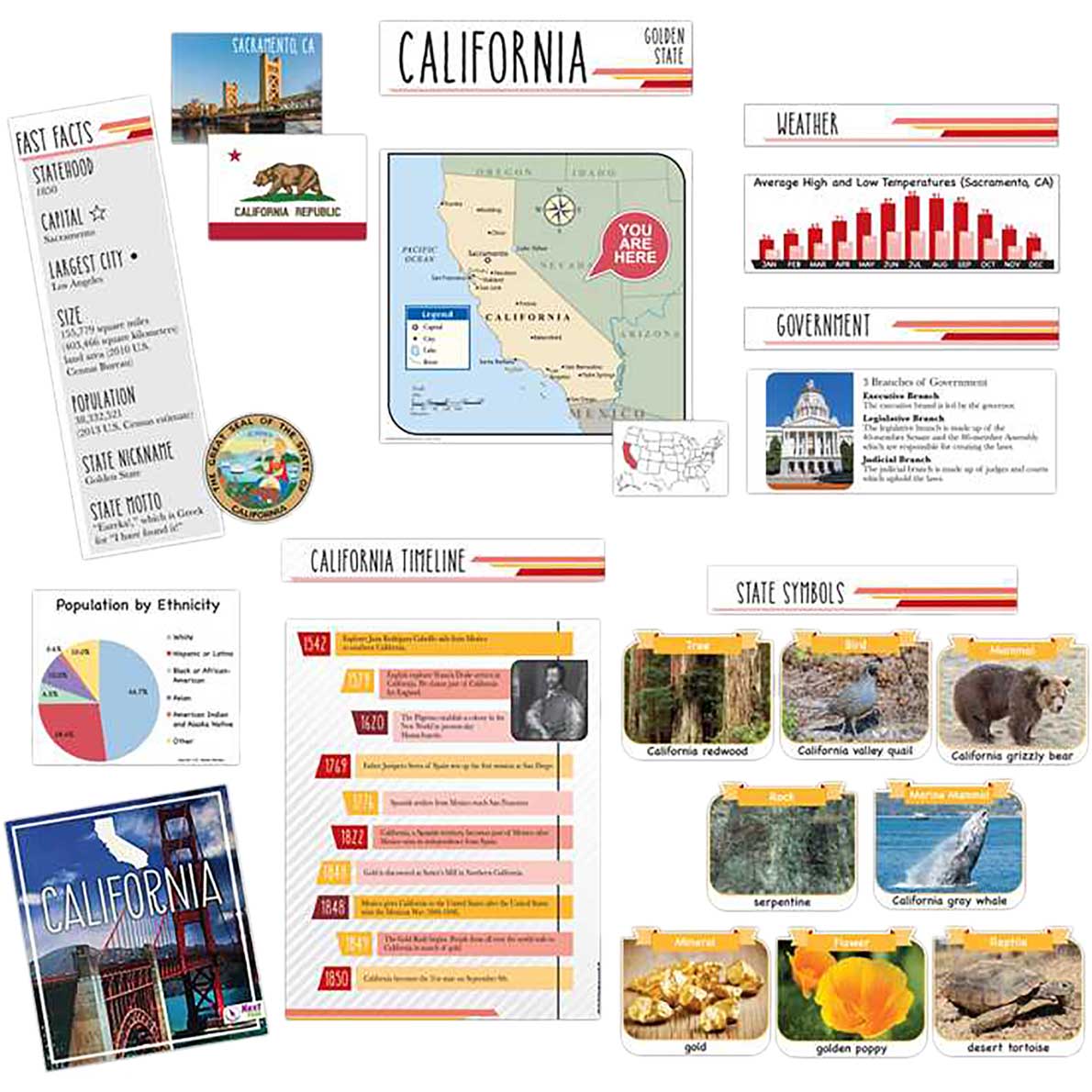 California State Facts Bulletin Board Set