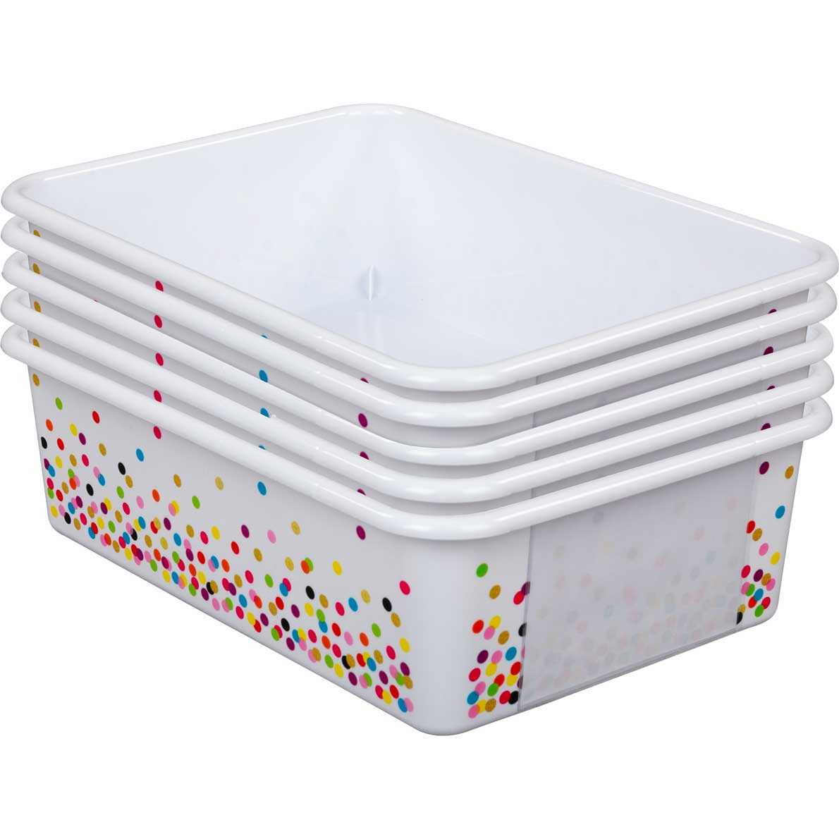 Confetti Large Plastic Storage Bins With Sleeves - Single Color 5-Pack