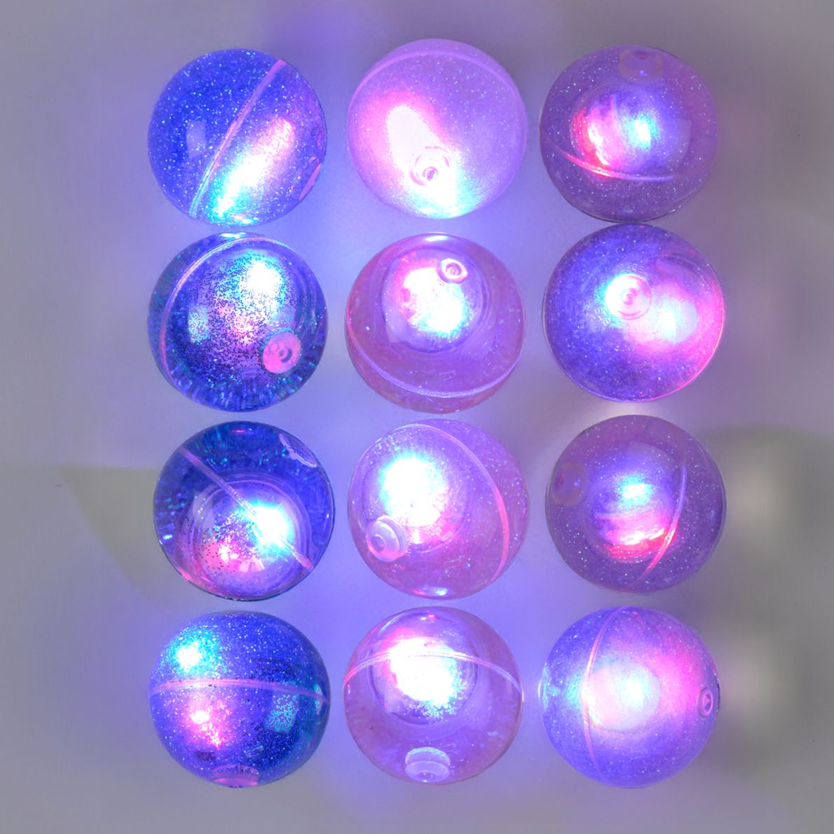 Light-Up Glitter Bouncy Balls - 12 Pack