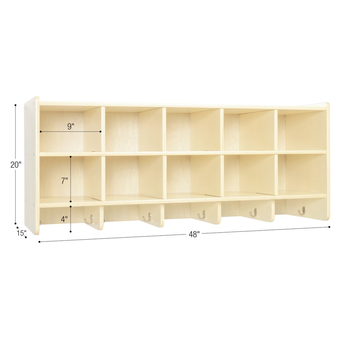 Environments® 10-Section Wall Locker with Hooks - Assembled