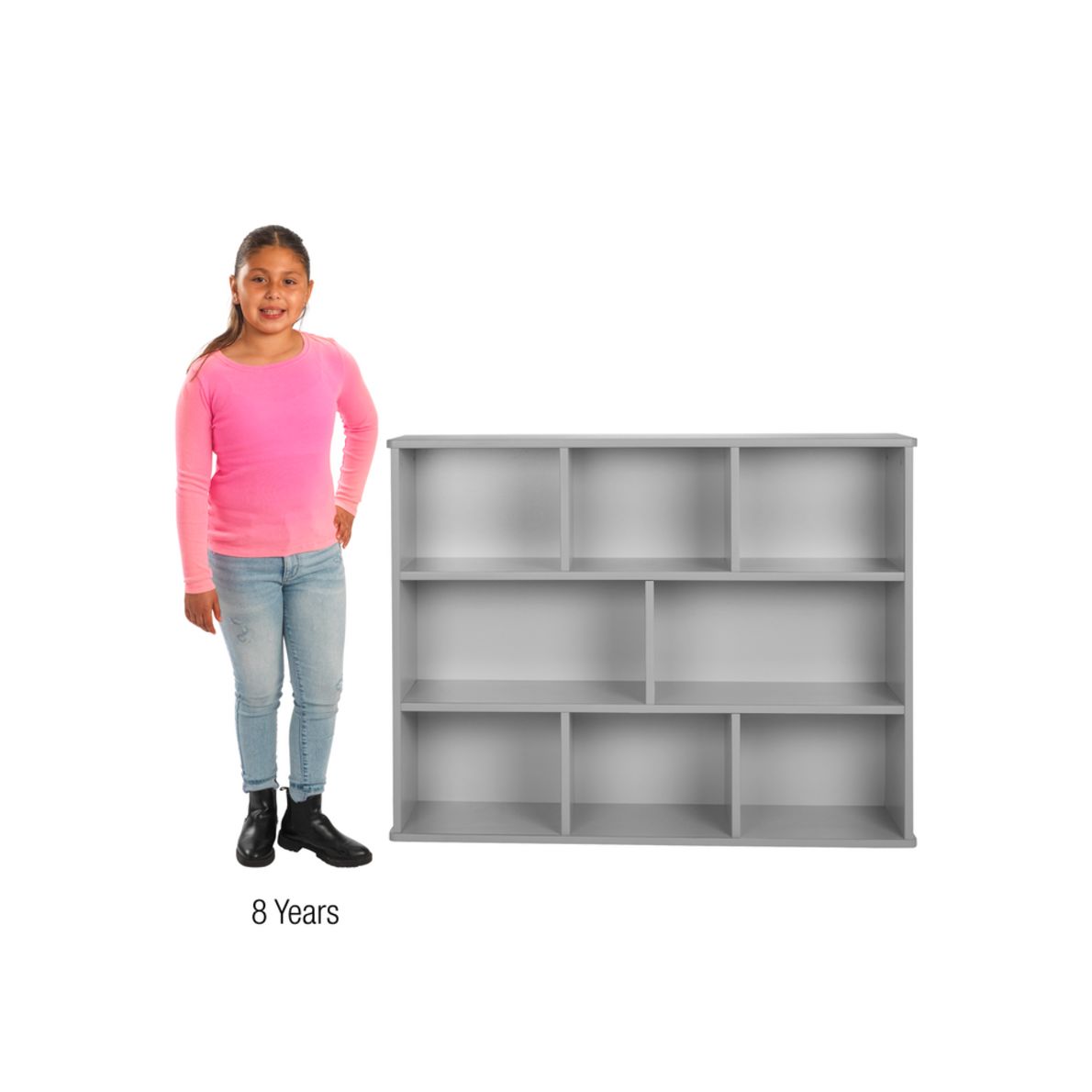 Modern Mist Laminate 8-Compartment Storage Cabinet 36" Height - Light Gray