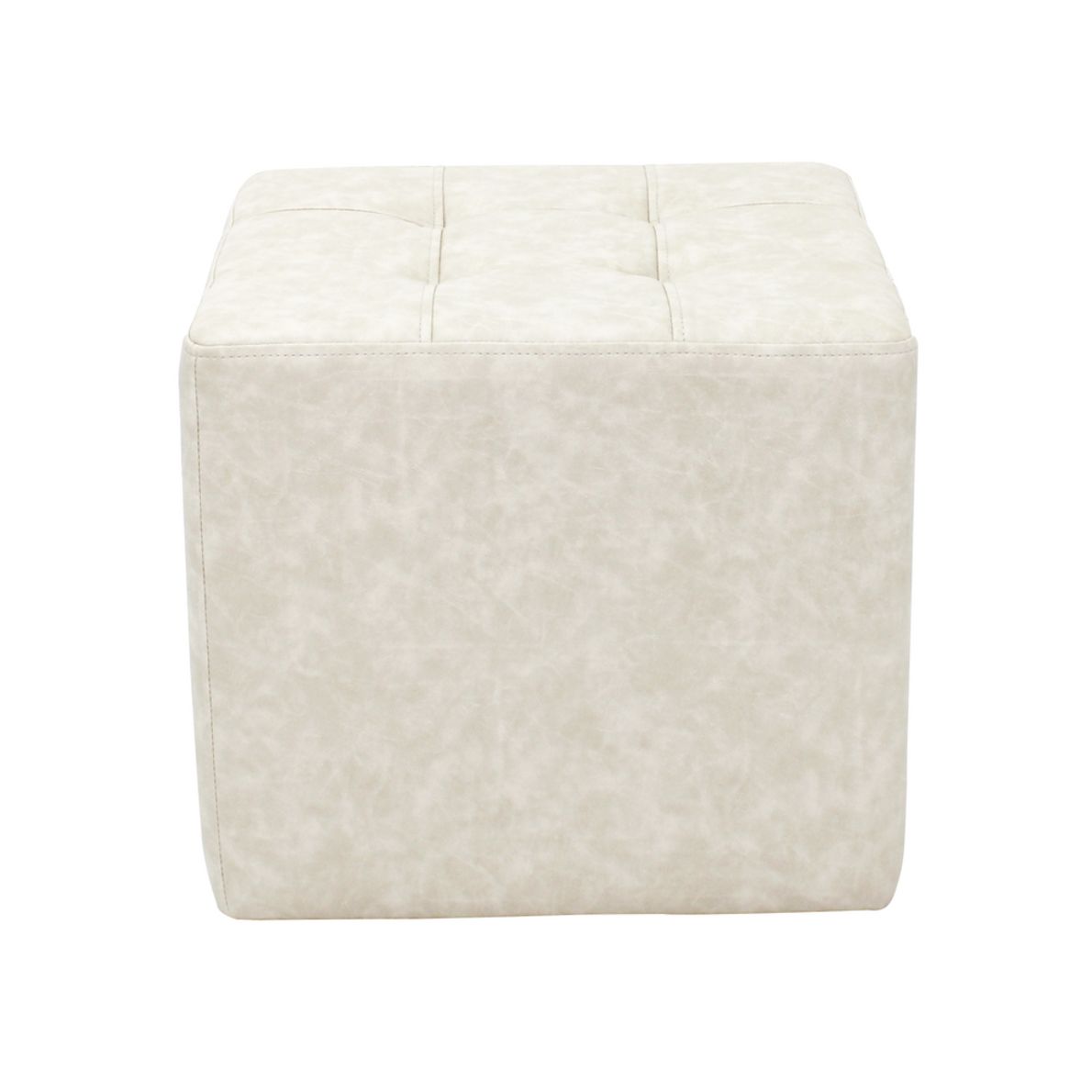 Tufted Square Ottoman 16" Height Distressed - Almond