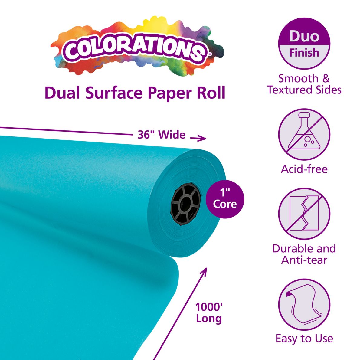 Colorations® Dual Surface Paper Roll, 36" x 1000'