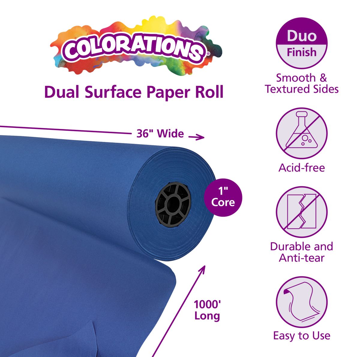 Colorations® Dual Surface Paper Roll, 36" x 1000'