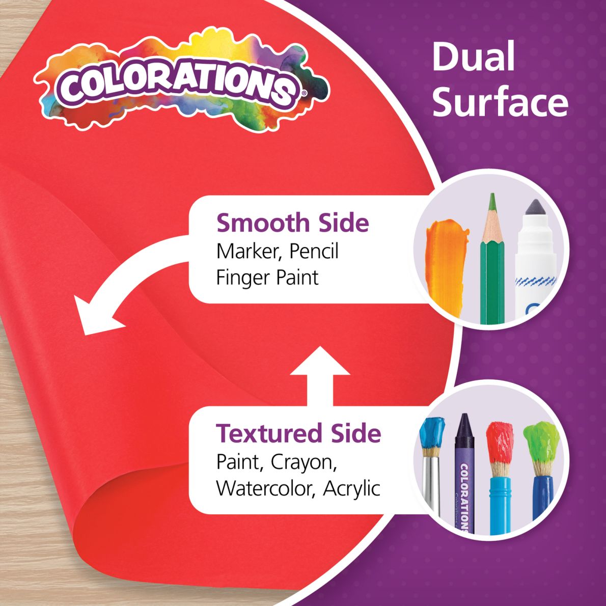 Colorations® Dual Surface Paper Roll, 36" x 1000'