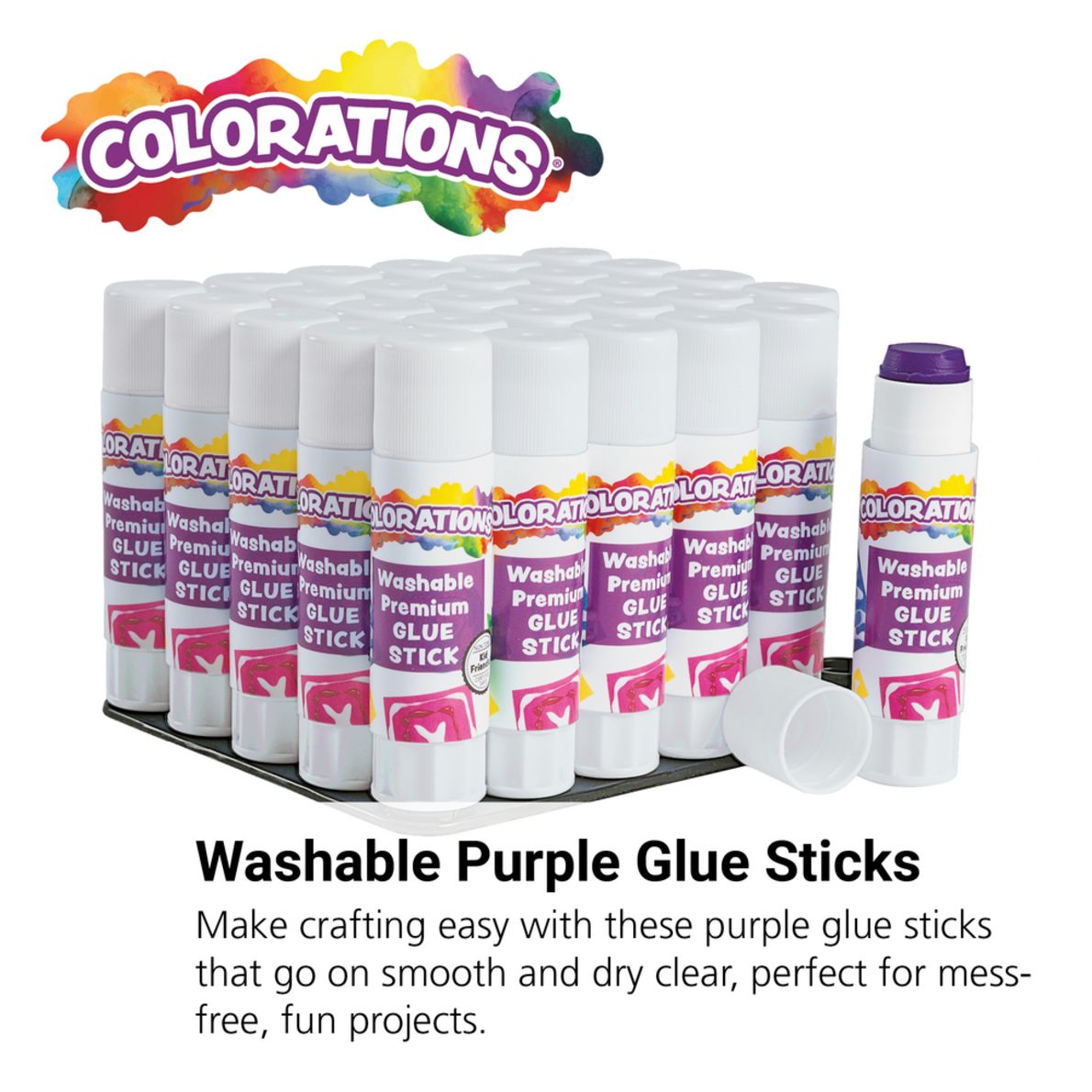 Colorations® Washable Premium Glue Sticks - Set of 30, Purple