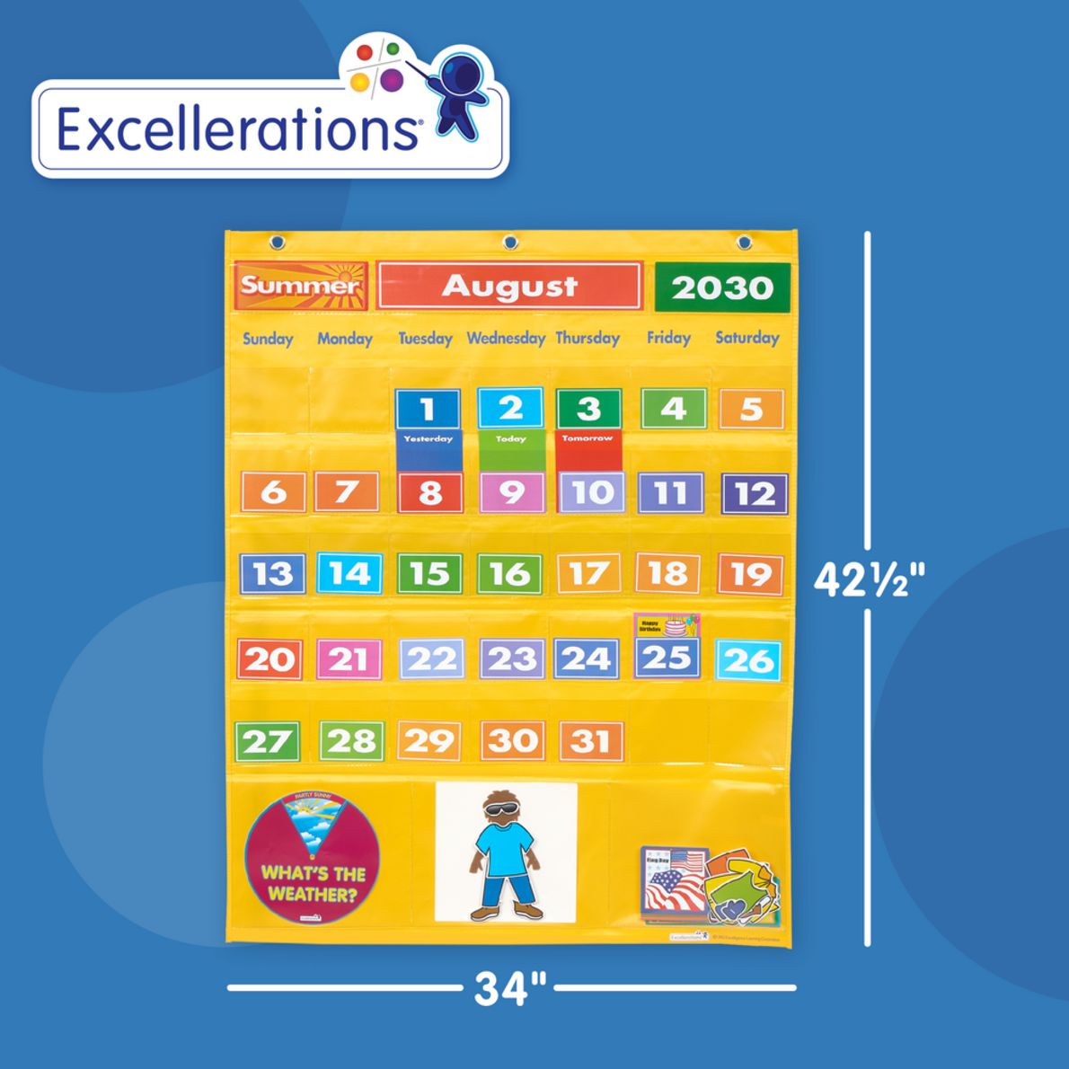Excellerations® Classroom Calendar and Weather Pocket Chart