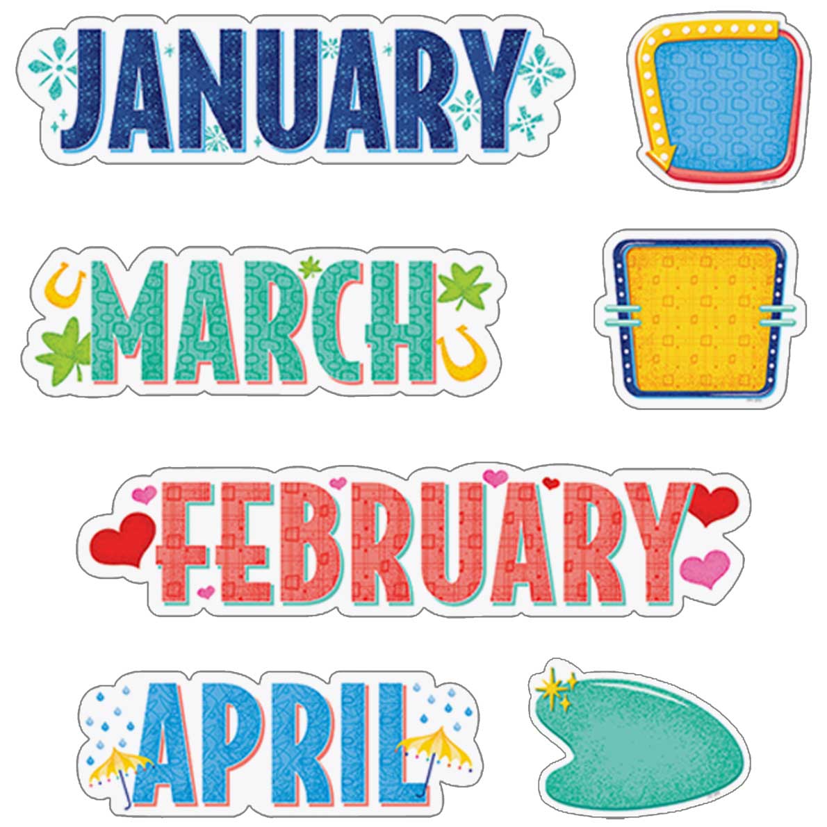 Mid-Century Modern Months Of The Year Mini Bulletin Board