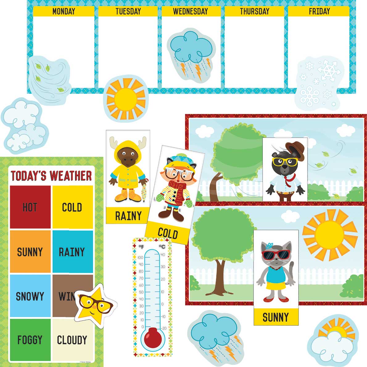 Hipster Weather Mini Bulletin Board Set