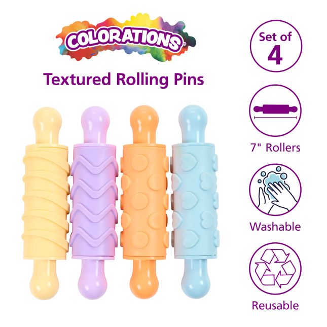 Colorations® Textured Rolling Pins - Set of 4