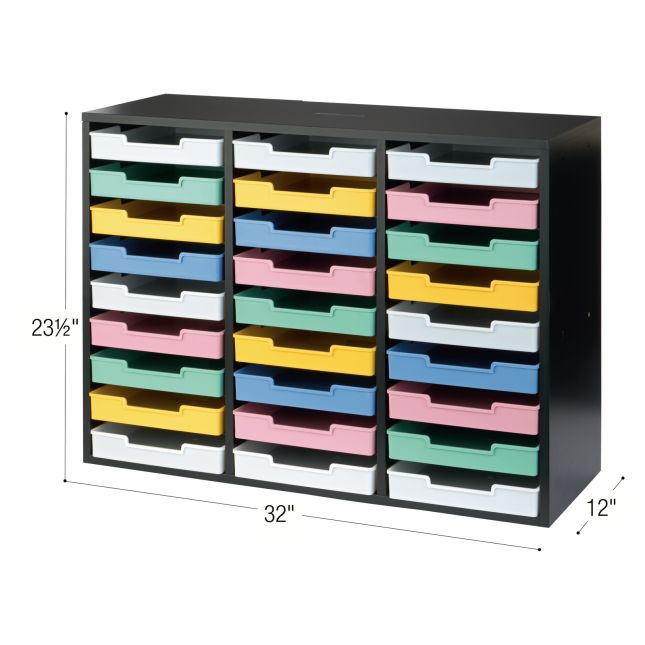 Really Good Stuff® Black 27-Slot Mail Center With Bold Vibes Trays