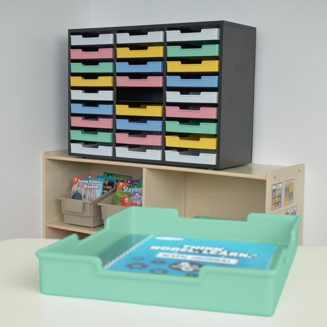 Really Good Stuff® Black 27-Slot Mail Center With Bold Vibes Trays
